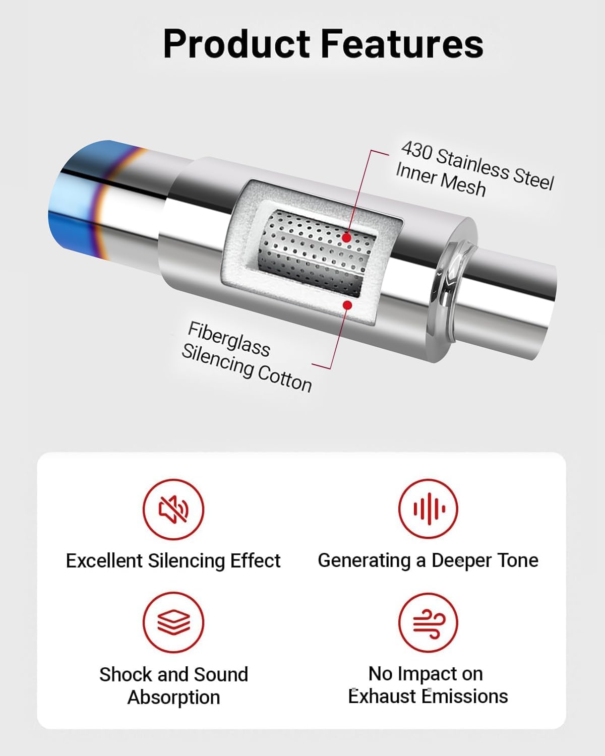 Universal Car Exhaust Mufflers Stainless Steel Exhaust Tips Muffler ...